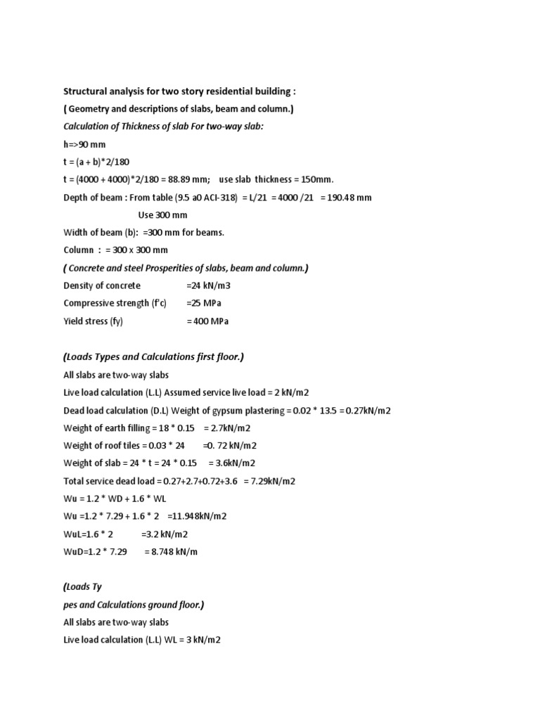 Structural Analysis For Two Story Residential Building | PDF | Beam ...