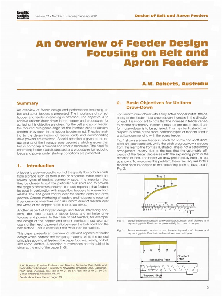 Overview of Belt and Apron Feeders | PDF | Shear Stress | Stress ...