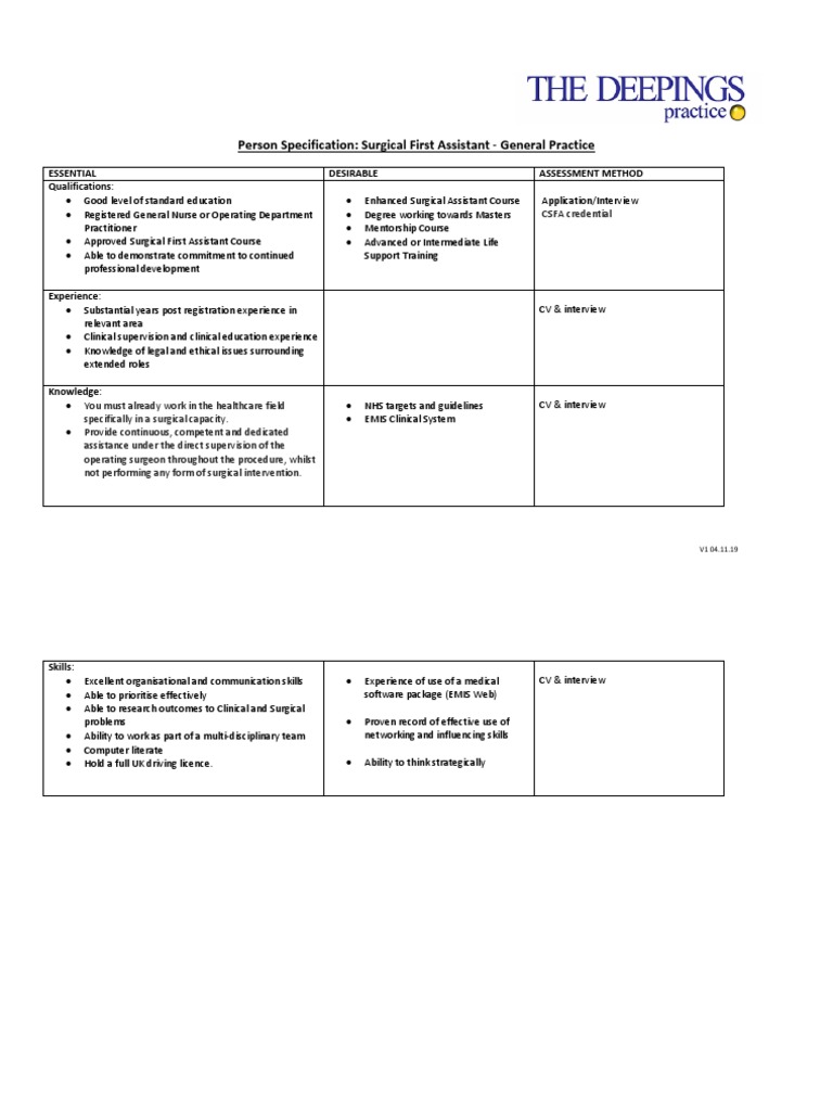 Surgical First Assistant Role Overview | PDF | Career & Growth