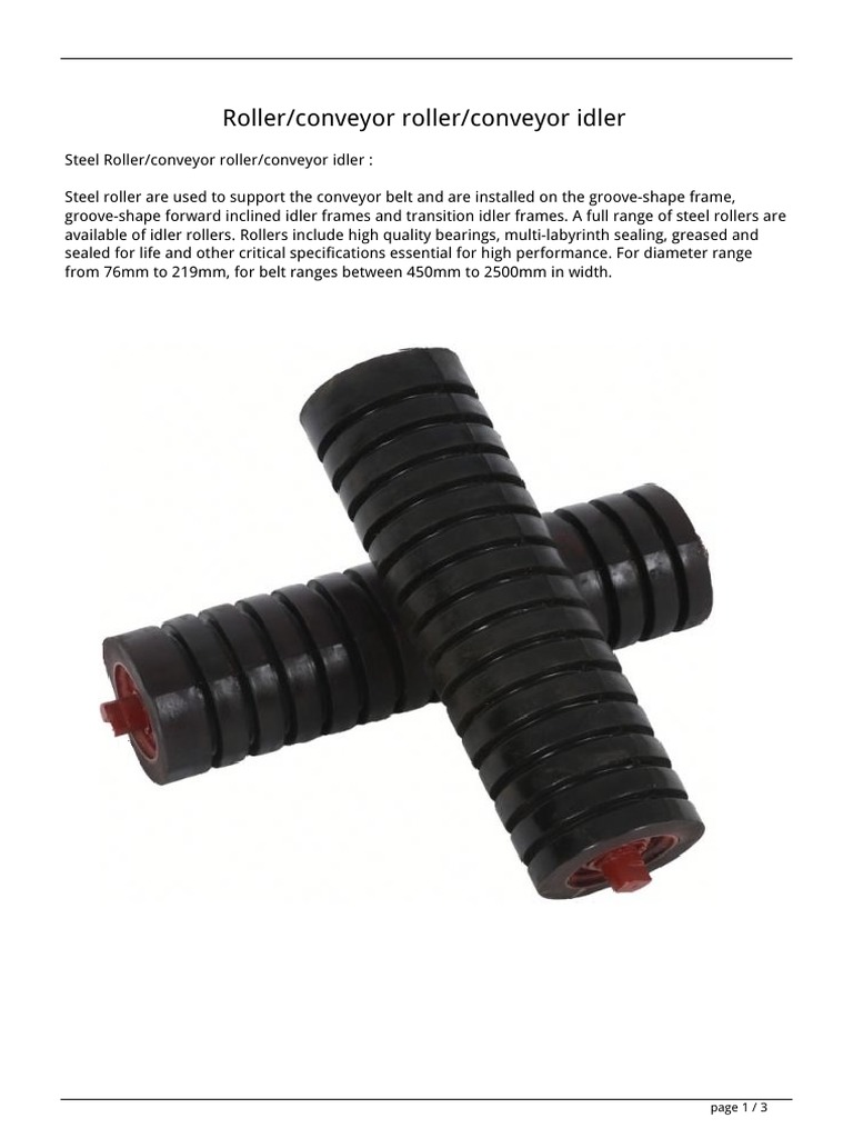 Conveyor Rollers & Idlers Guide | PDF | Business | Technology & Engineering