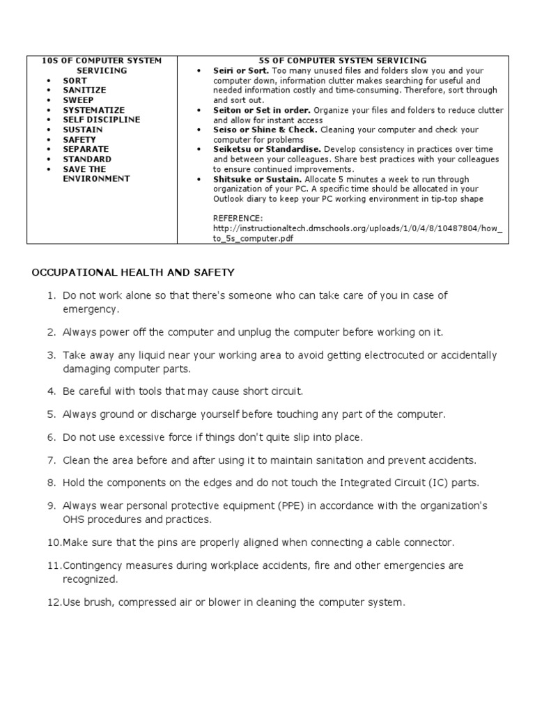 10S 5S Ohs | PDF | Occupational Safety And Health | Manufactured Goods