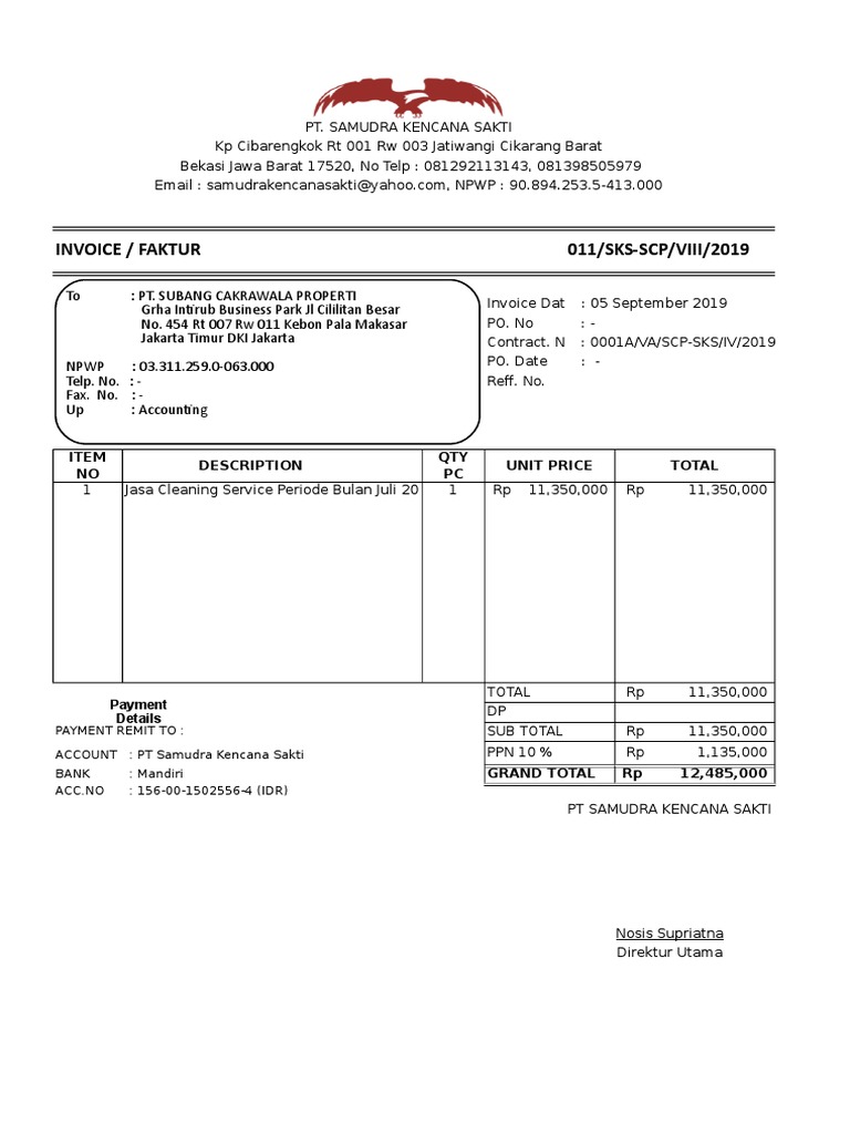 Invoice Jasa PT Samudra Kencana Sakti | PDF