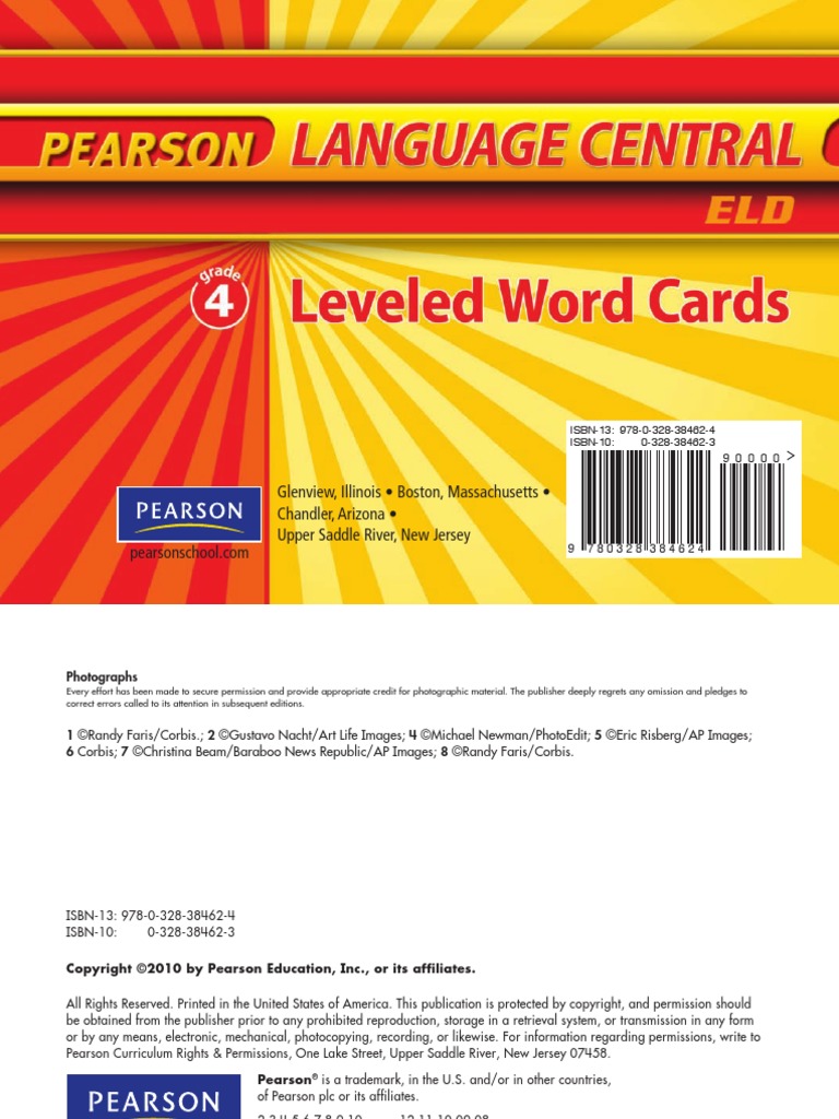 PEARSON 2010 English - Language.Development Leveled - Word.Cards Grade ...