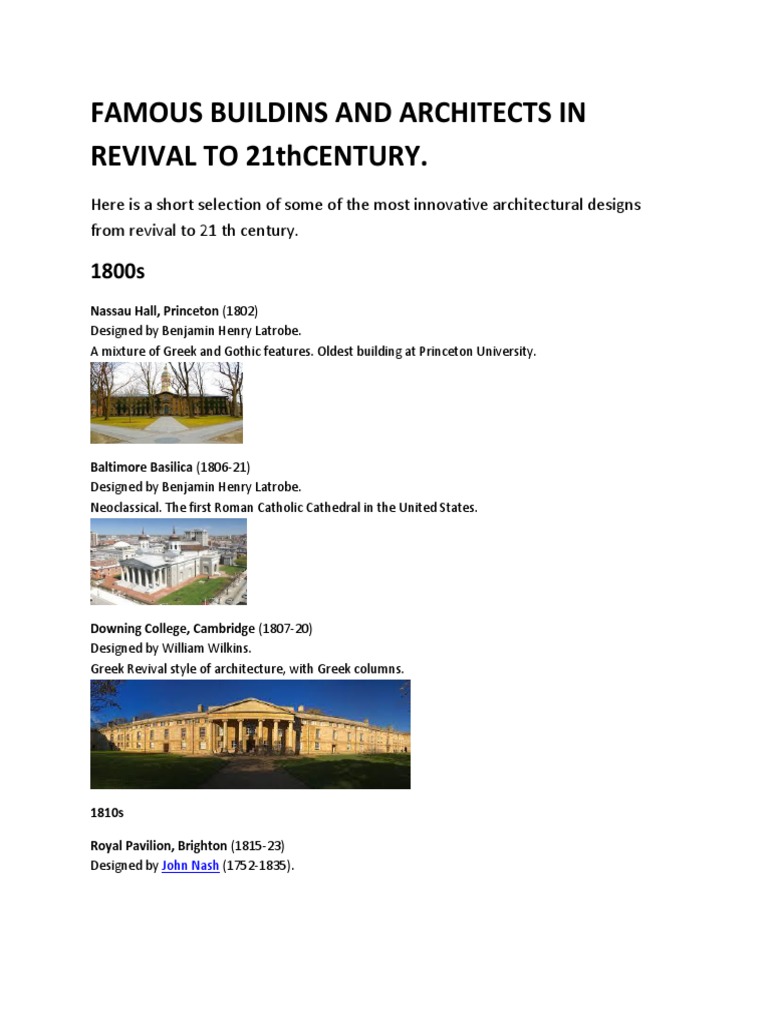 Famous Buildins and Architects in Revival To 21thcentury | PDF | Art ...