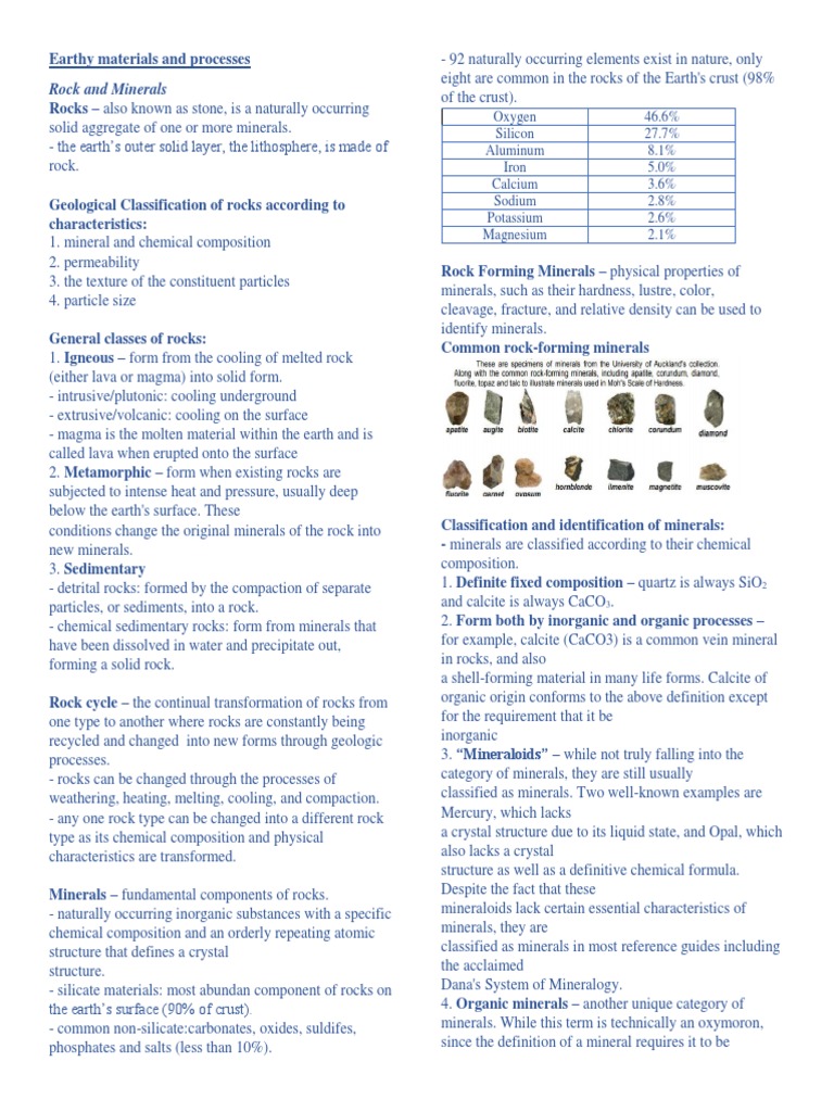 Earthy Materials and Processes | PDF | Rock (Geology) | Minerals