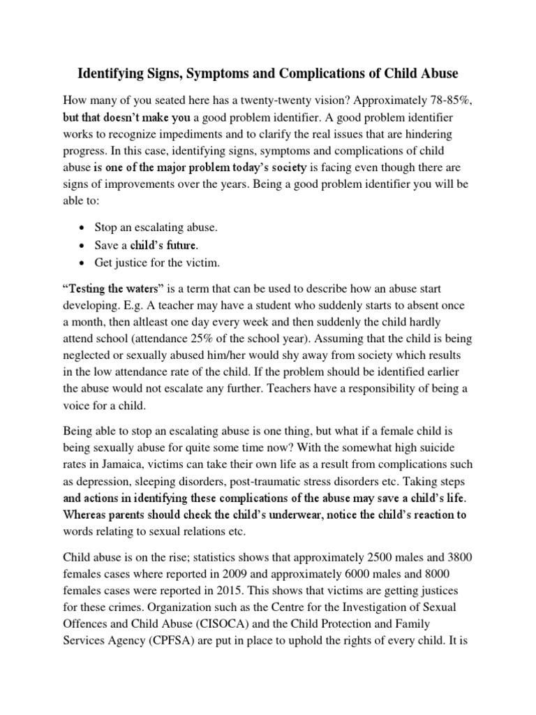 Identifying Signs, Symptoms and Complications of Child Abuse | PDF ...