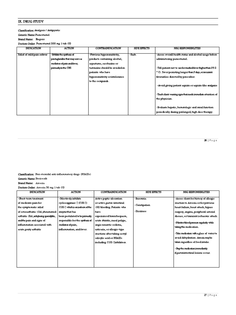 Paracetamol and Arcoxia Drug Study | PDF | Rtt | Drugs