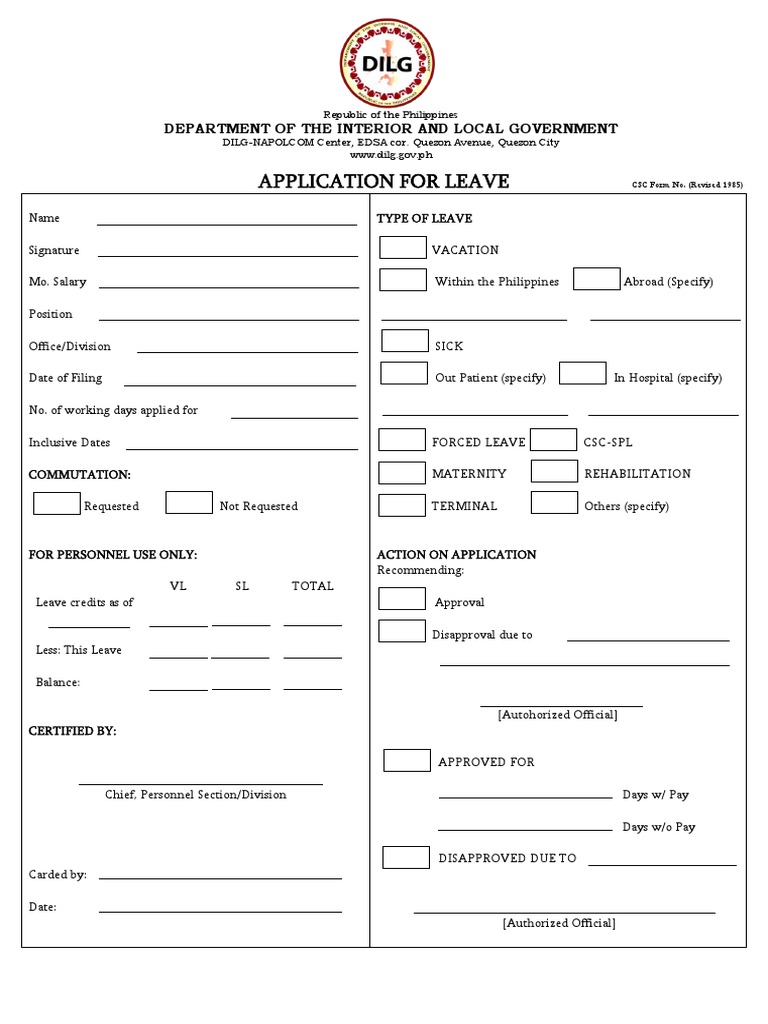 Leave Form | PDF | Government | Business