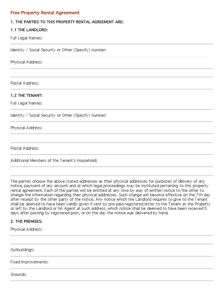 Property Rental Agreement and Real Estate Forms | PDF | Leasehold ...