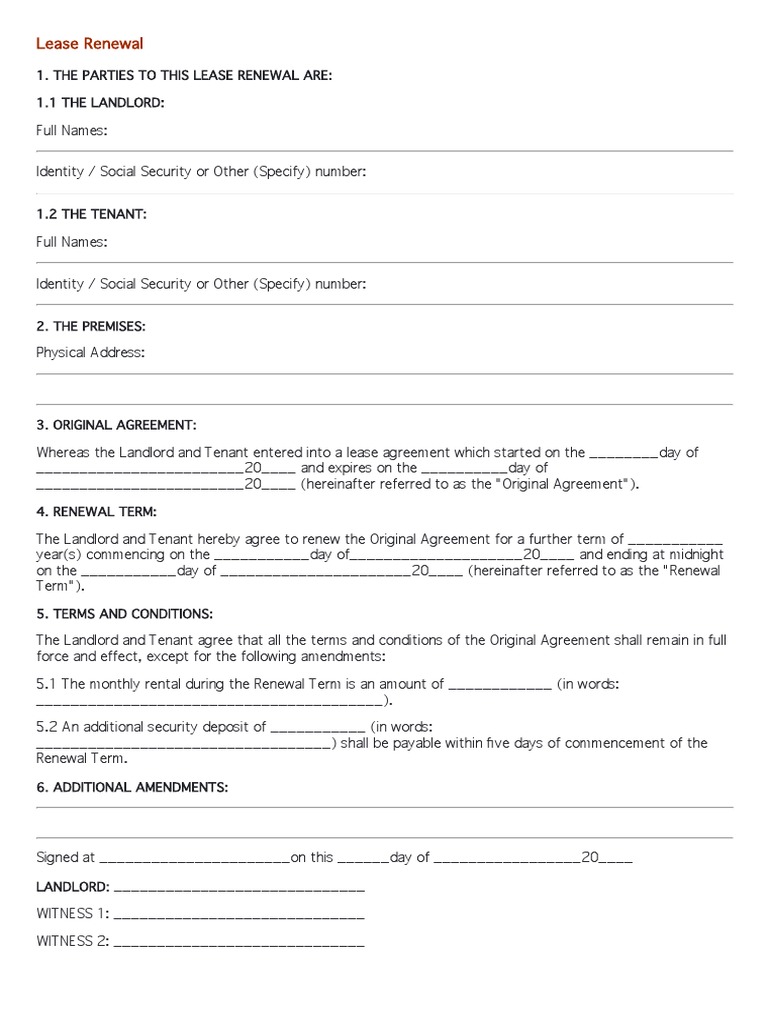 Lease Renewal Form | PDF