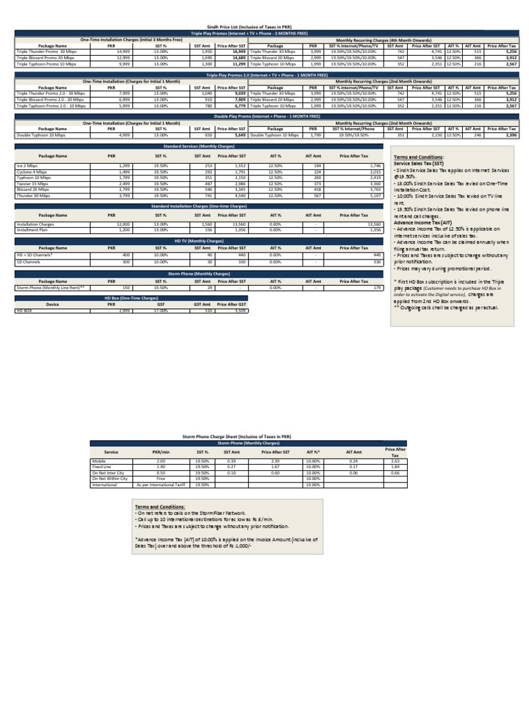Storm Fiber Price List 2019 | PDF | Public Finance | Taxes