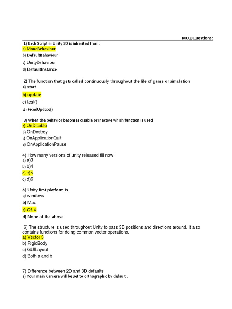 MCQ Questions:: a) b) c) d) | Texture Mapping | Rendering (Computer ...