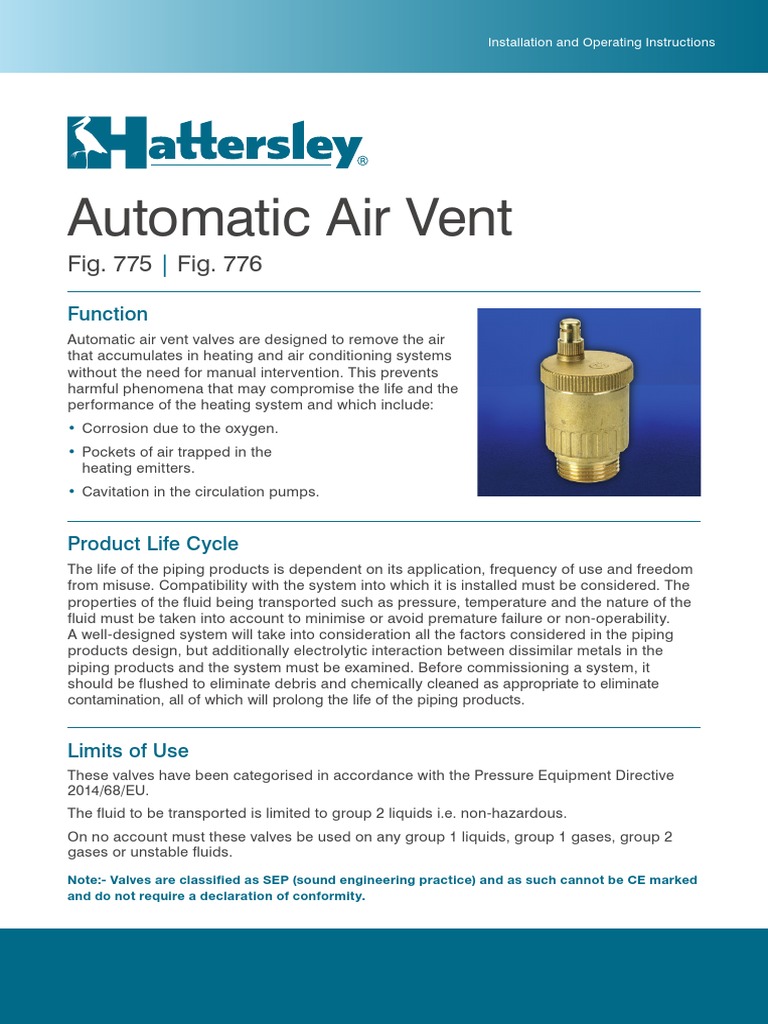 Automatic Air Vent: Fig. 775 Fig. 776 | PDF | Valve | Hvac