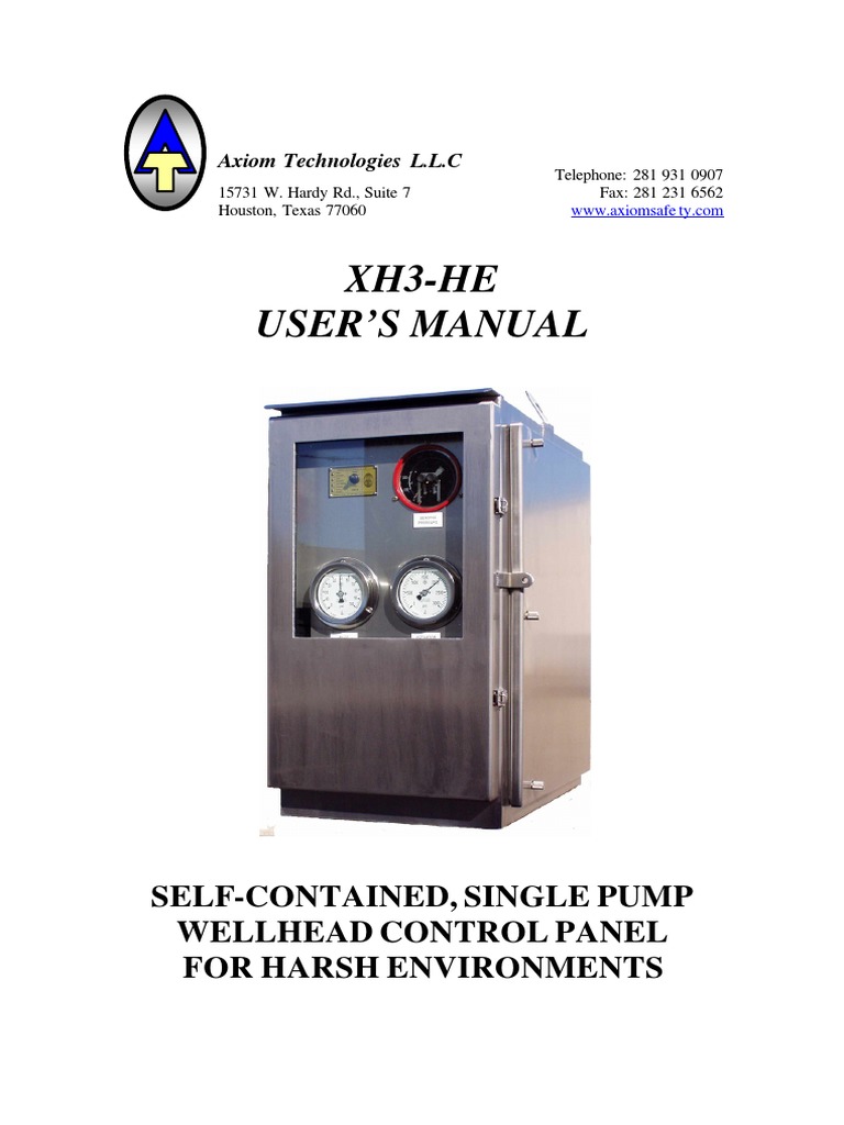 XH3-HE User'S Manual: Self-Contained, Single Pump Wellhead Control ...