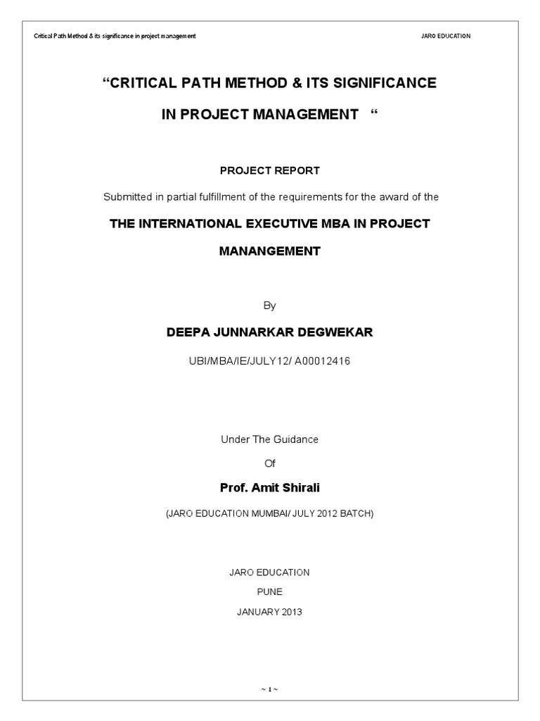 Critical Path Method and Its Significanc | PDF | Project Management ...