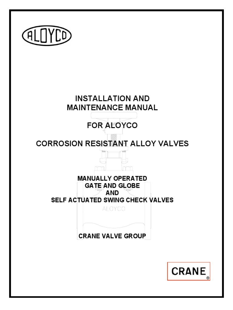 Installation and Maintenance Manual For Aloyco Corrosion Resistant ...