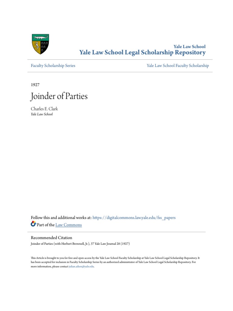 Understanding Joinder of Parties | PDF | Joinder | Equity (Law)
