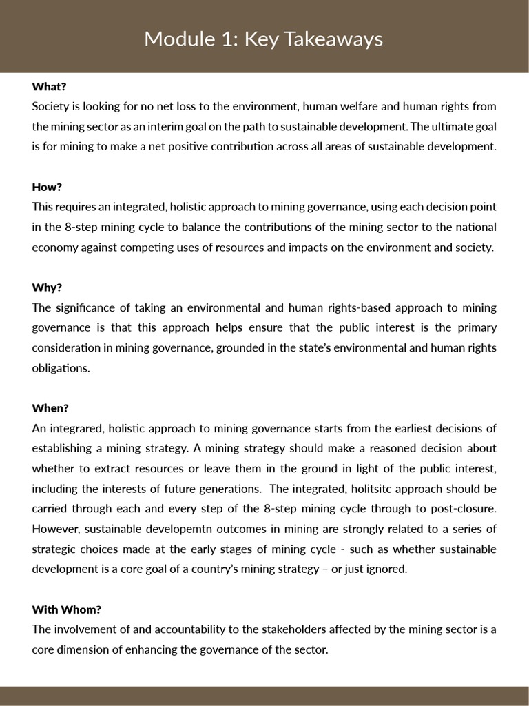 Module 1: Key Takeaways: What? | PDF