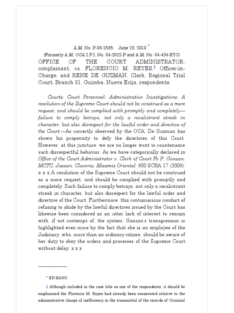 OCA v. Reyes | PDF | Supreme Courts | Judge