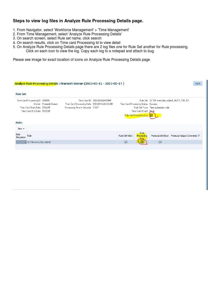 Steps To View Log Files in Analyze Rule Processing Details Page | PDF