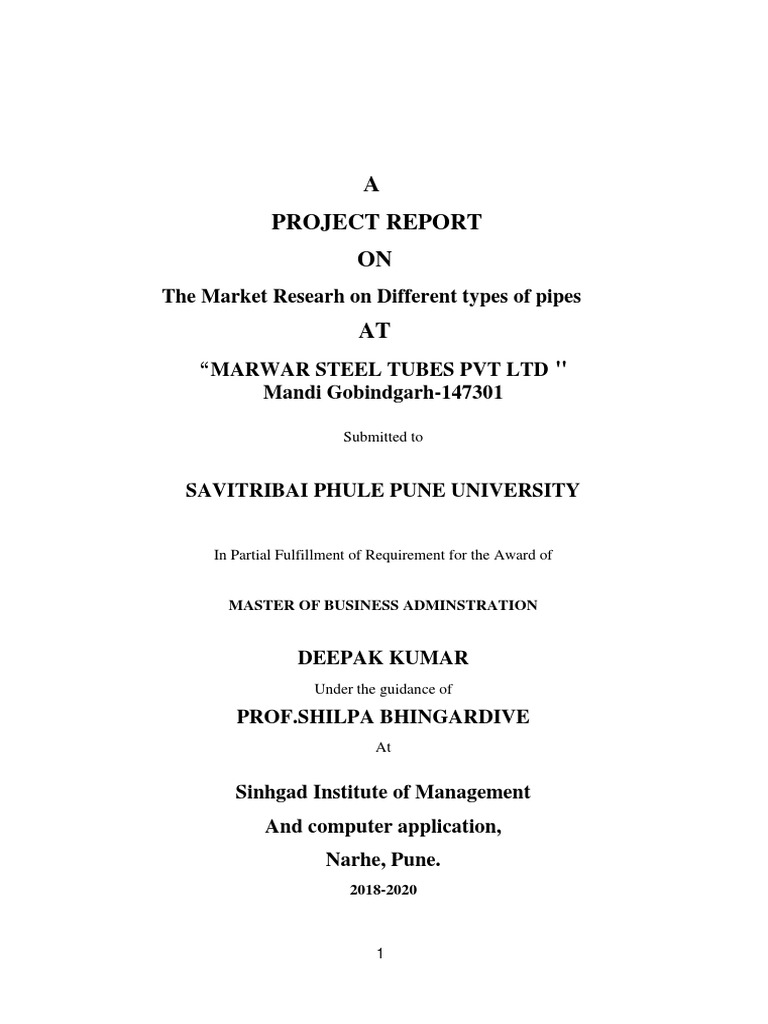 Marwar Steel Tubes Pipes Study | PDF | Sampling (Statistics) | Concrete