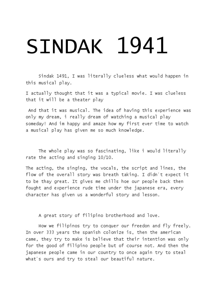 Sindak 1941: A Musical Reflection | PDF