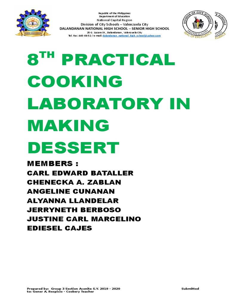 8 Practical Cooking Laboratory in Making Dessert: Members | PDF ...