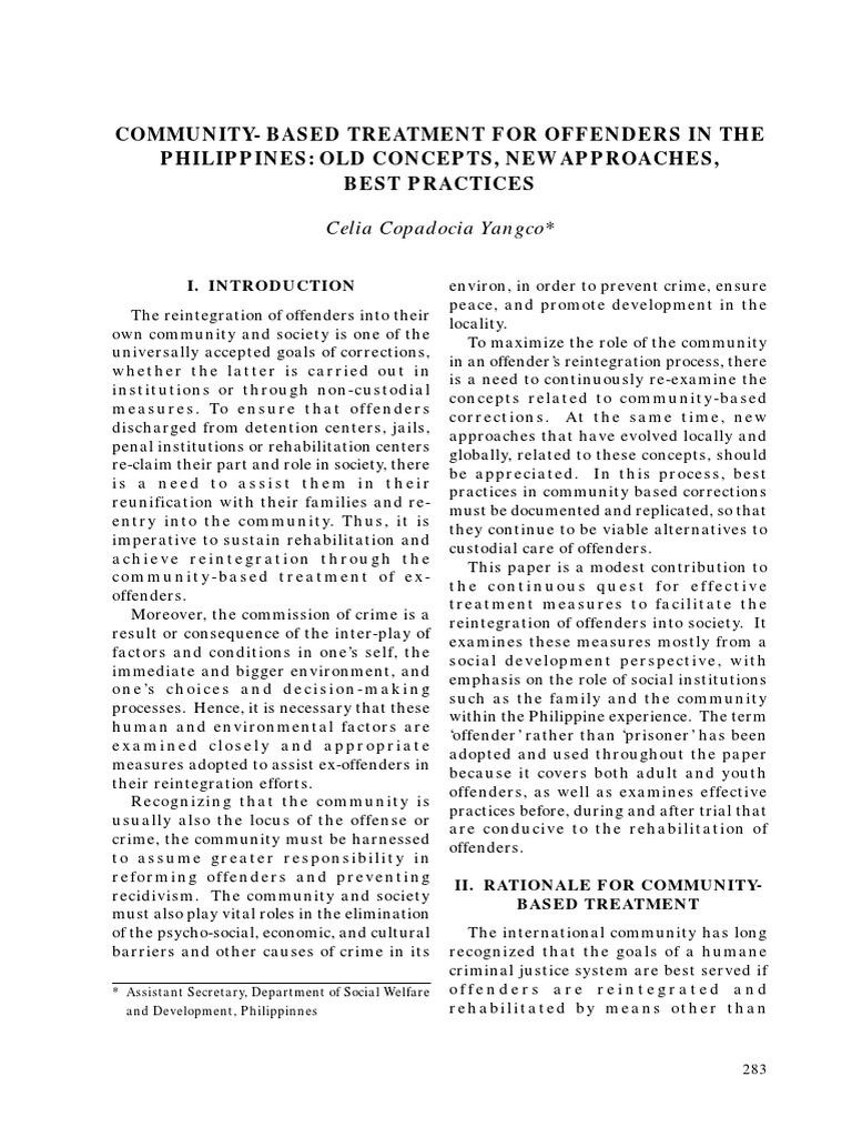 Community - Based Treatment For Offenders in The Philippines | PDF ...