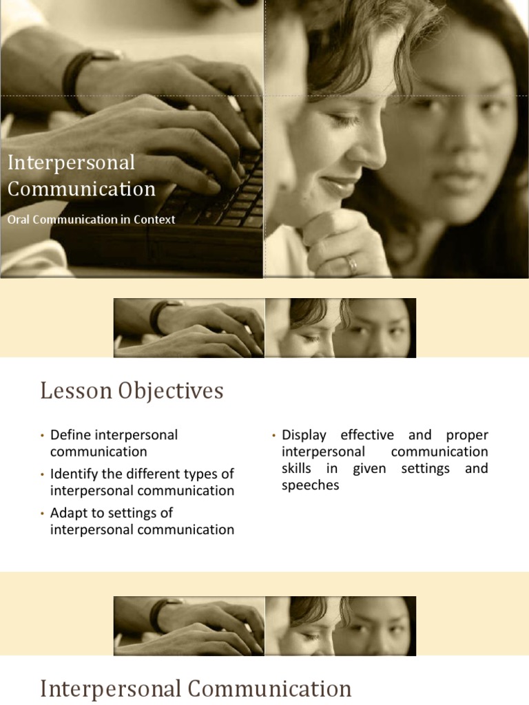 Interpersonal Communication: Oral Communication in Context | PDF ...