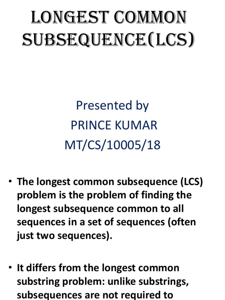 Longest Common Subsequence | PDF | Theoretical Computer Science | Applied Mathematics