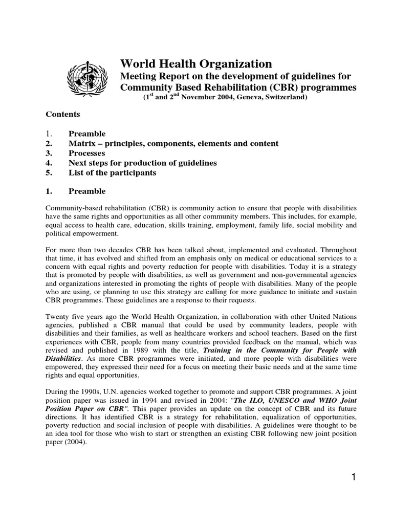 Community-Based Rehabilitation Guidelines | PDF | Poverty | Poverty ...