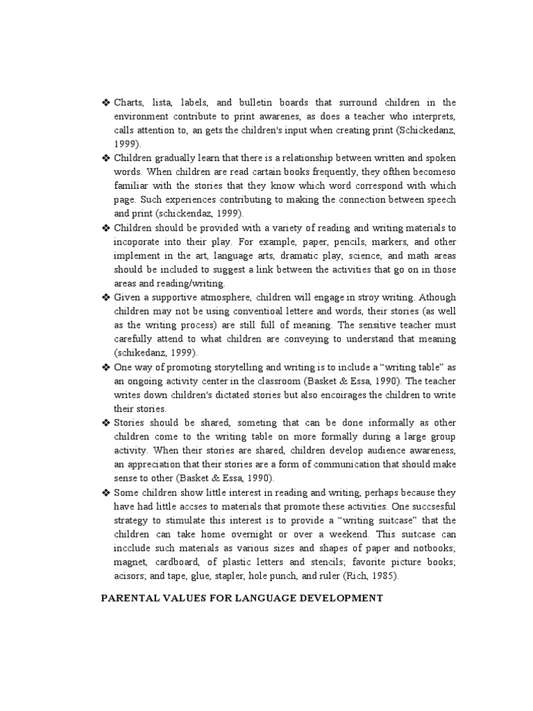 Parental Values For Language Development | PDF | Language Development ...