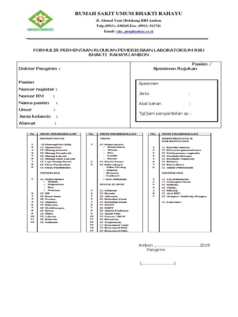Form Rujukan Keluar Melalui Lab Rumah Sakit | PDF