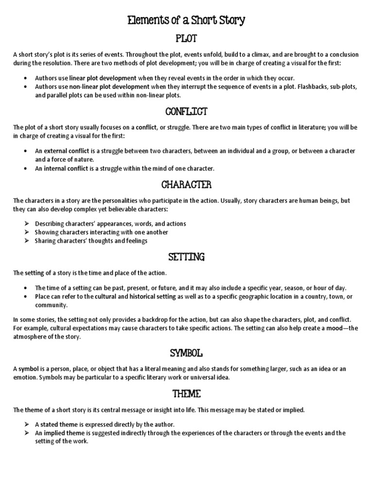 Elements of A Short Story | PDF | Plot (Narrative) | Symbols
