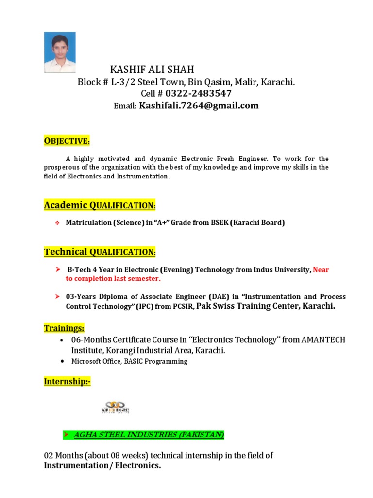 Kashif CV Word Formate | PDF
