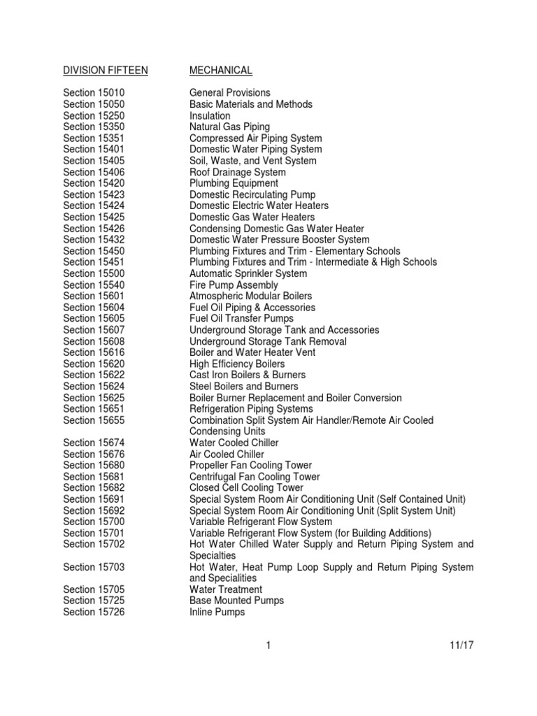 Division 15 - Mechanical | PDF | Hvac | Plumbing