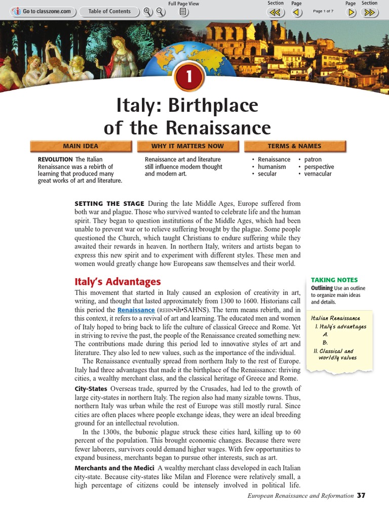 Italy: Birthplace of The Renaissance | PDF | Renaissance | Leonardo Da ...