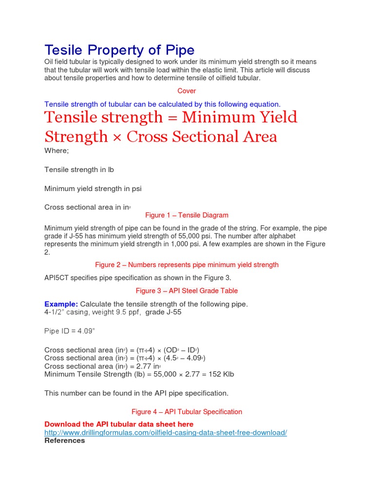 Tensile Strength Minimum Yield Strength × Cross Sectional Area | PDF
