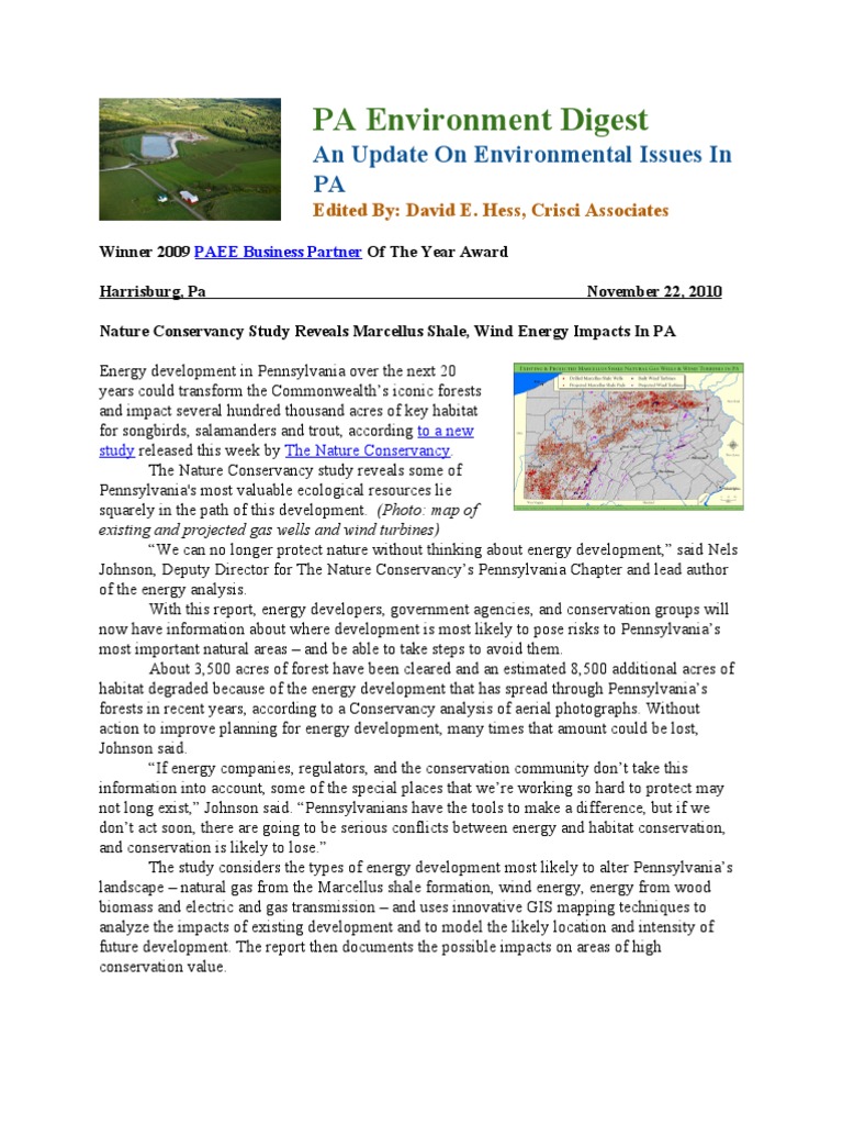 Pa Environment Digest Nov. 22, 2010 | PDF | Clean Water Act | Hydraulic ...