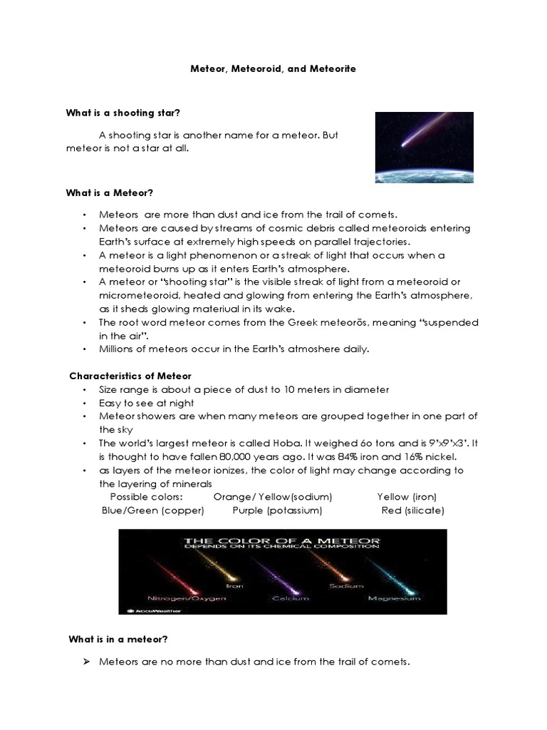 An In-Depth Look at Meteors, Meteoroids, and Meteorites: Their Origins ...