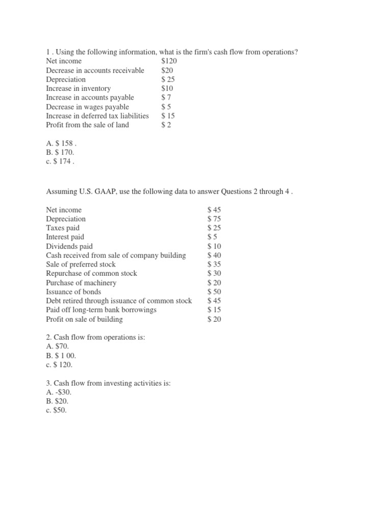 Cash Flow Analysis and Exam Questions | PDF | Cash Flow Statement | Expense