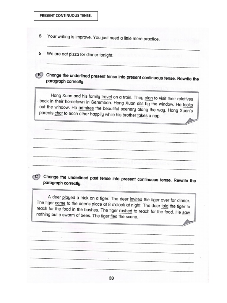 Present Continuous Tense Worksheet | PDF