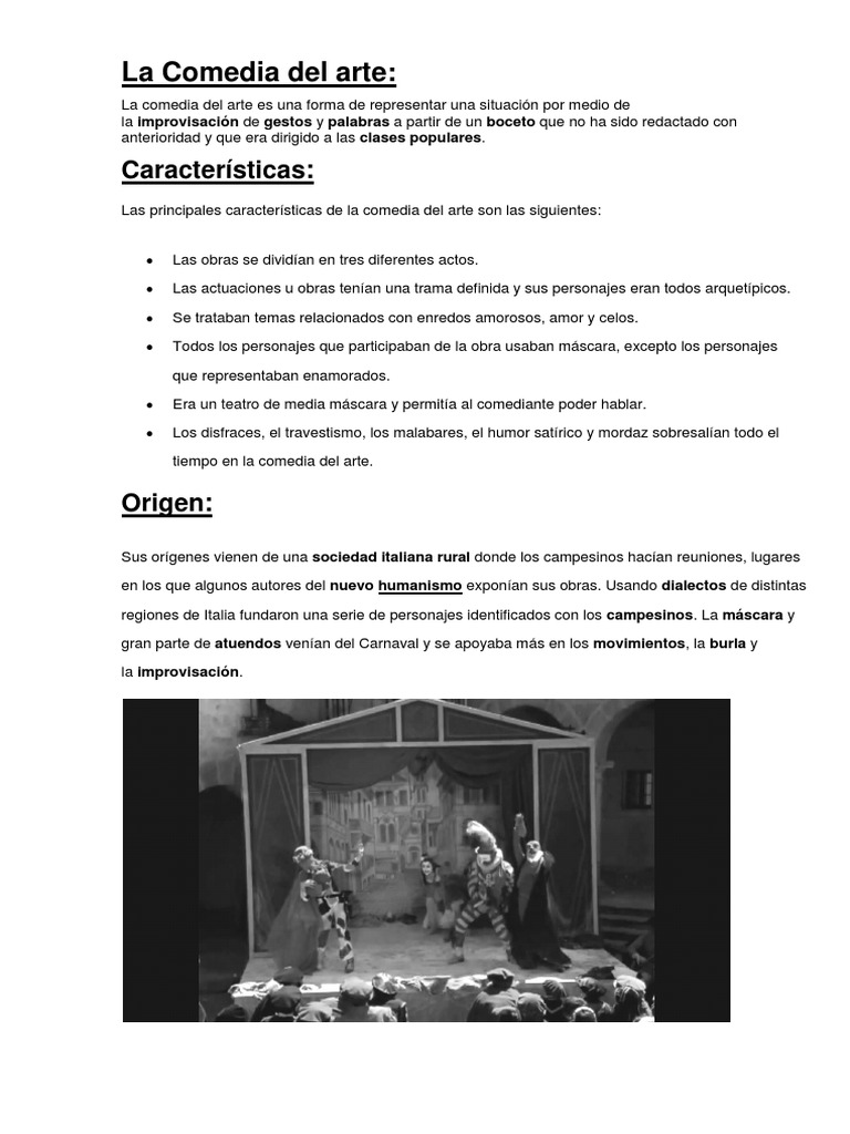 La comedia del arte: Una forma teatral basada en la improvisación y los ...
