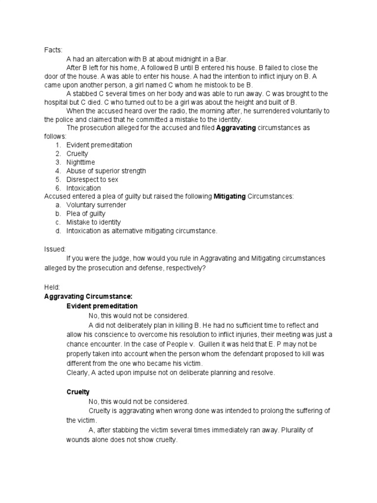 Aggravating Circumstance: Evident Premeditation | PDF | Plea | Mitigating Factor
