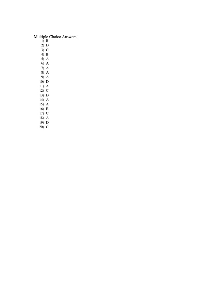 Multiple Choice Answer Key | PDF | Teaching Methods & Materials