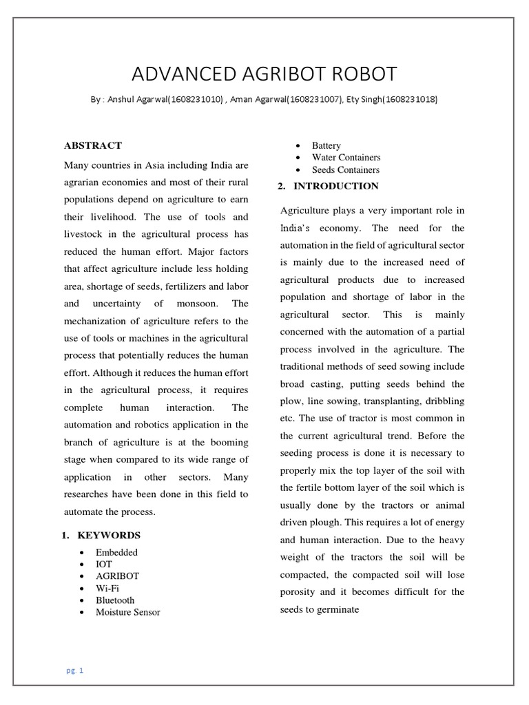 Research Paper ADVANCED AGRIBOT ROBOT PDF | PDF | Automation | Agriculture