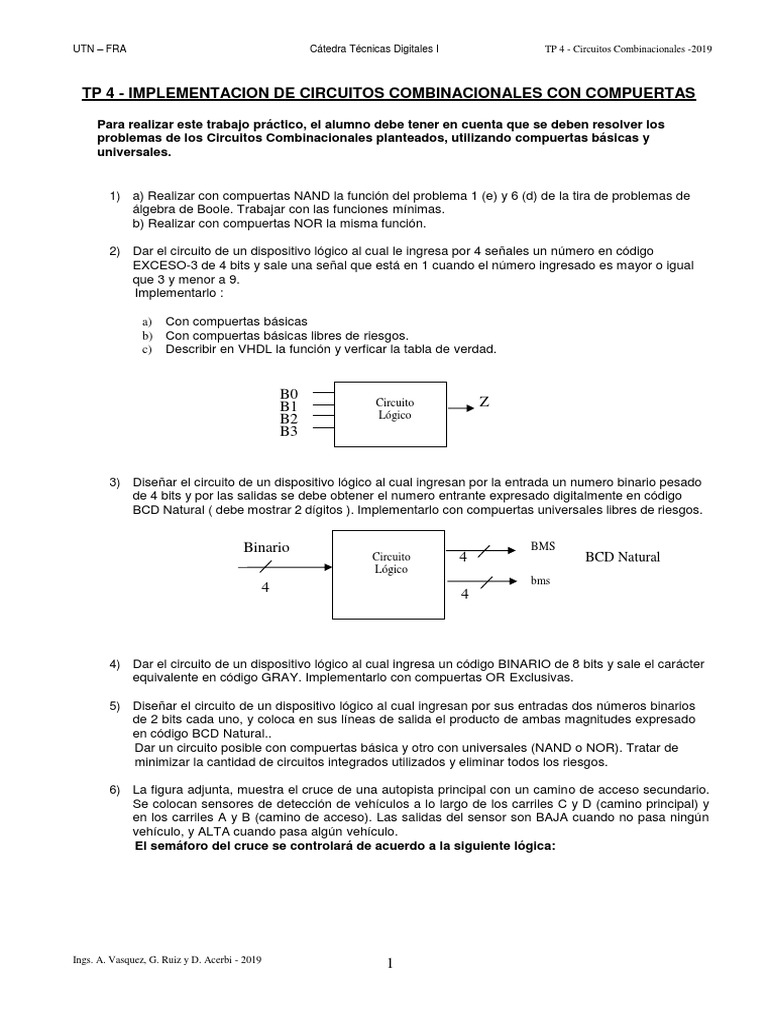 TP04-Circuitos Combinacionales - 2019 | PDF | Puerta lógica | Vhdl