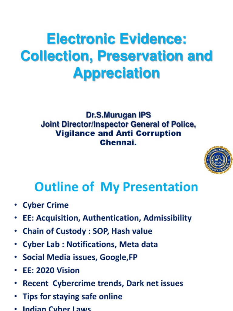 6.electronic Evidence - Collection Preservation and Appreciation | PDF ...