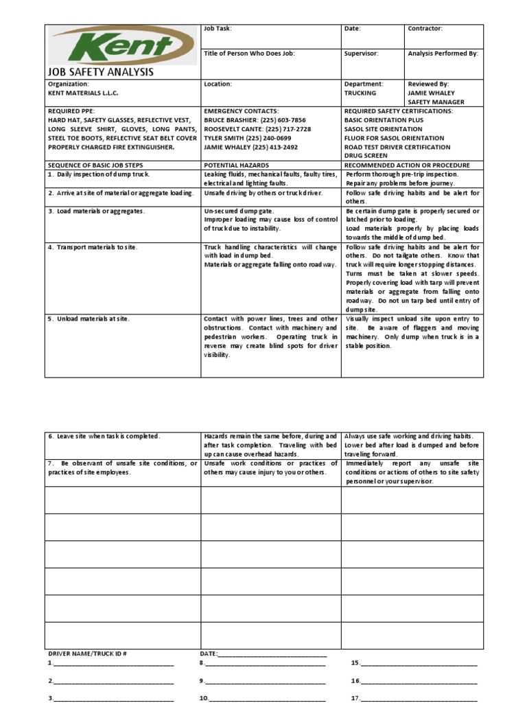 Dump Truck Jsa PDF | PDF | Truck | Vehicles