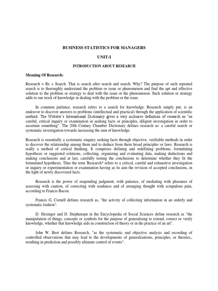 BSM Unit-I Notes | PDF | Sample Size Determination | Sampling (Statistics)